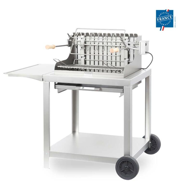 Barbecue tournebroche Le Marquier mendy 54x32 inox avec chariot