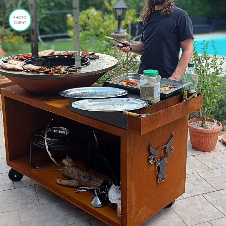 Brasero barbecue Island Corten 100 PRO Céramique Ofyr
